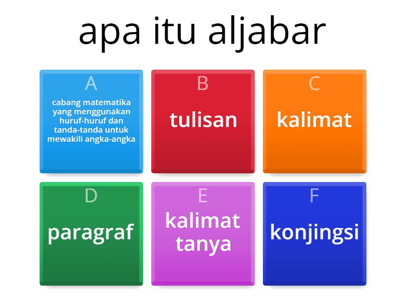 pembelajaran aljabar - Quiz
