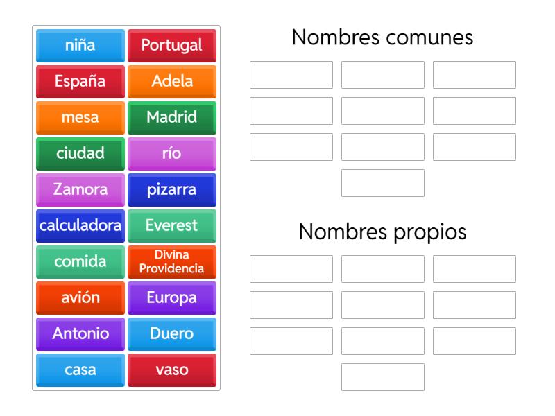 Nombres comunes y propios - Group sort