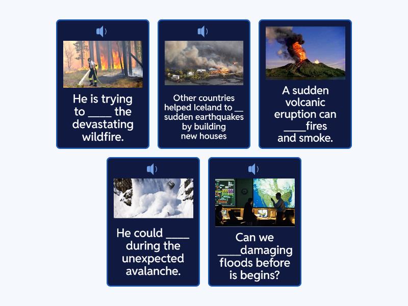 Natural disaster Verbs MCT cards - Flip tiles