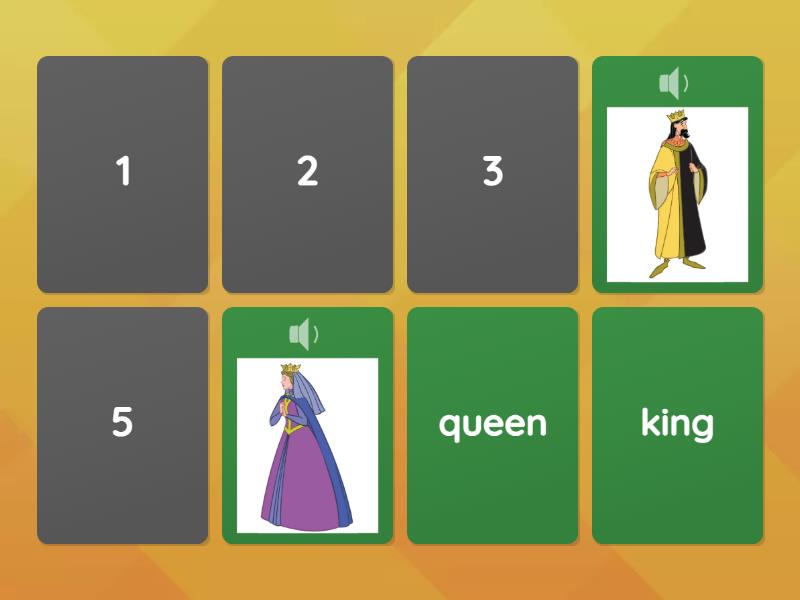 Vocabulary king-queen-prince-princess - Matching pairs