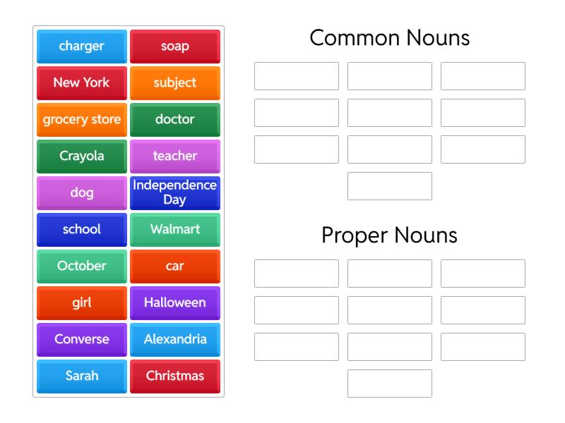 Common and Proper Noun Sort - Group sort