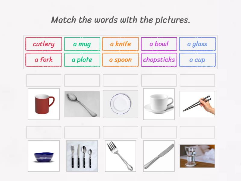 Cutlery, vocabulary - Match up