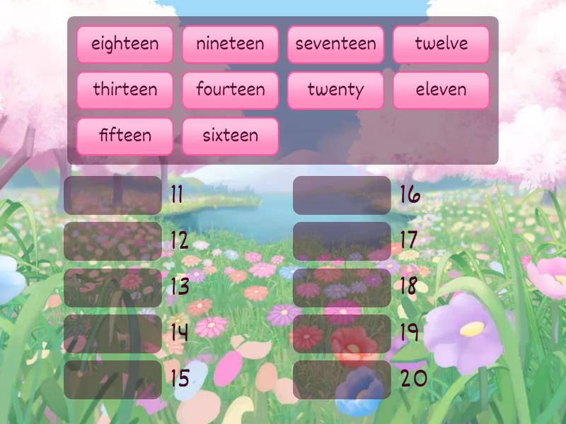 numbers 11-20 - Match up