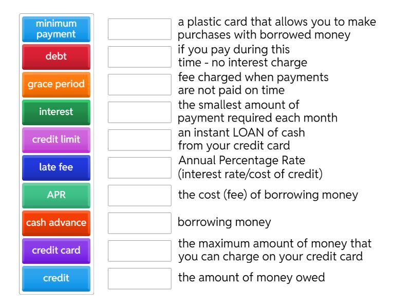 Credit Vocabulary 1 - Match up