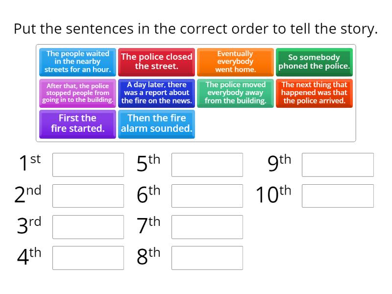Emergency - Fire! - Sequencing with time connectives - Rank order