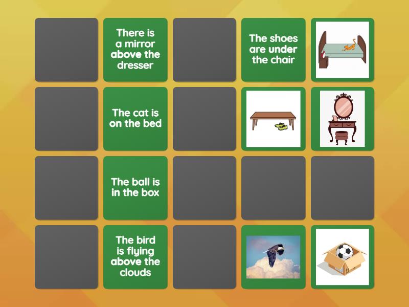 Preposition Memory Game - Matching pairs