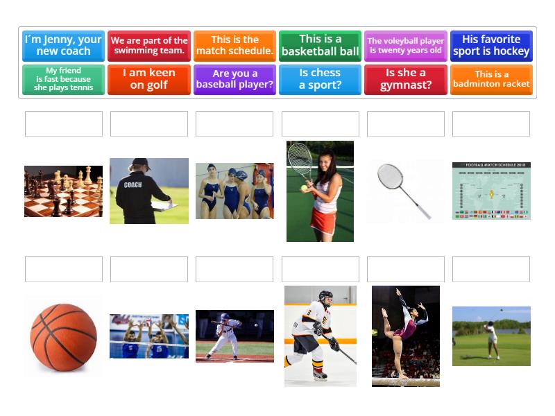 Sports and Verb to BE: Match the sentences with their corresponding ...