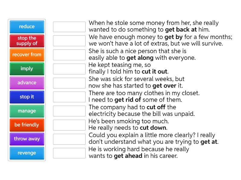 Phrasal verbs 1 - Match up