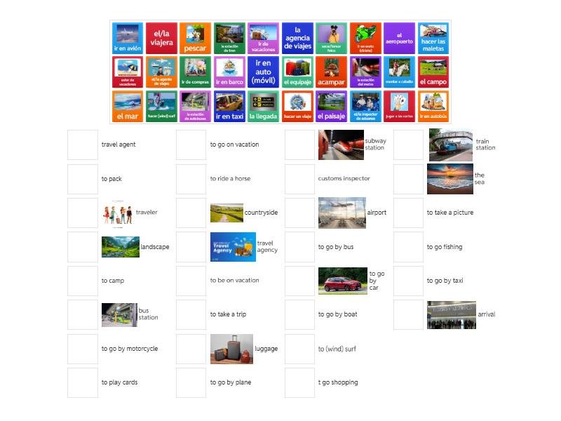 Los viajes y las vacaciones - Match up