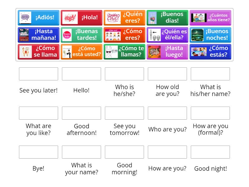 Greetings and Farewells - Saludos y Despedidas - Сопоставить