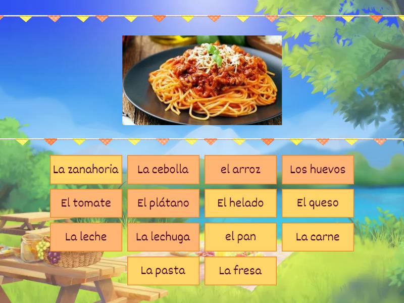 Vocabulario de comida - Find the match