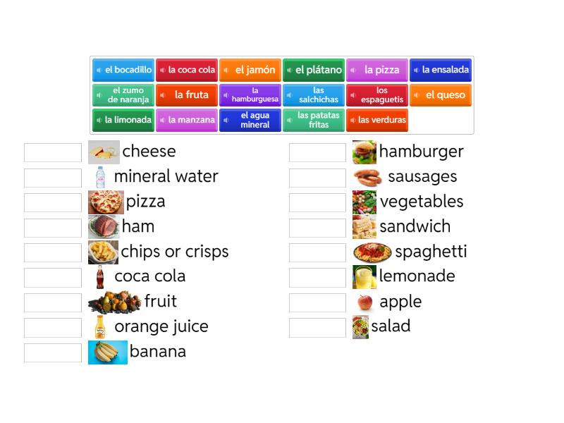 La comida y la bebida - Match up