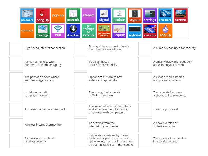 Advanced B- 6B- vocabulary - Match up