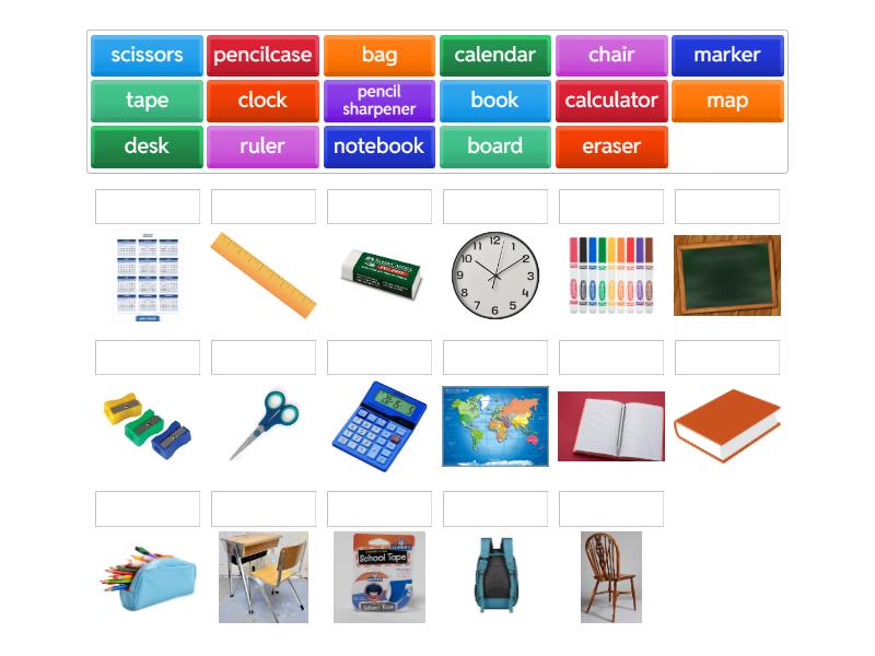 Final Review classroom objects matching - Match up