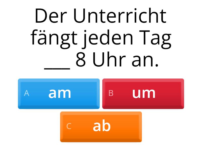 A2 L7 Temporale Präpositionen - Quiz