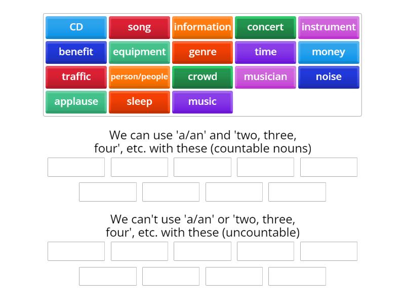 , countable/uncountable - Group sort