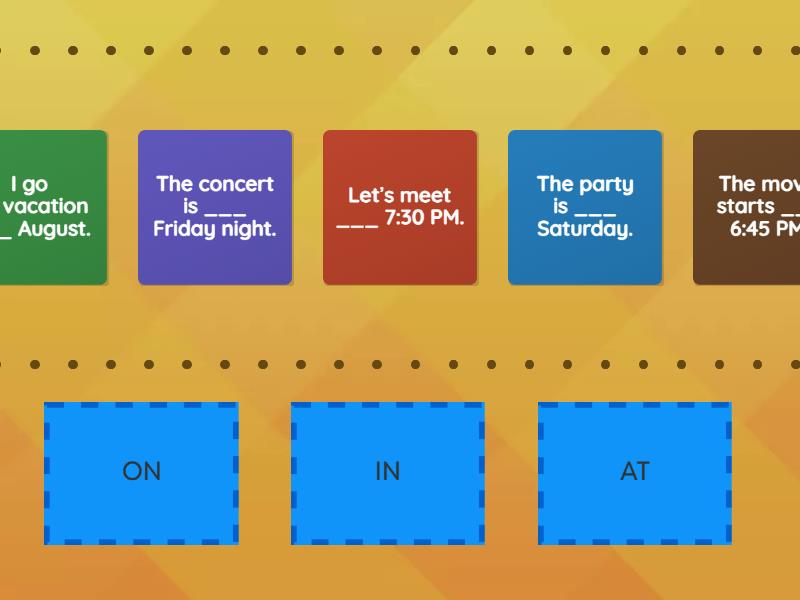 Prepositions of Time on/in/at - Speed sorting