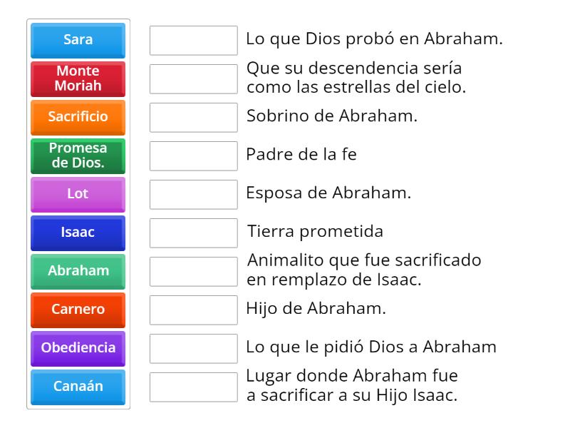 El llamado de Abraham. - Une las parejas