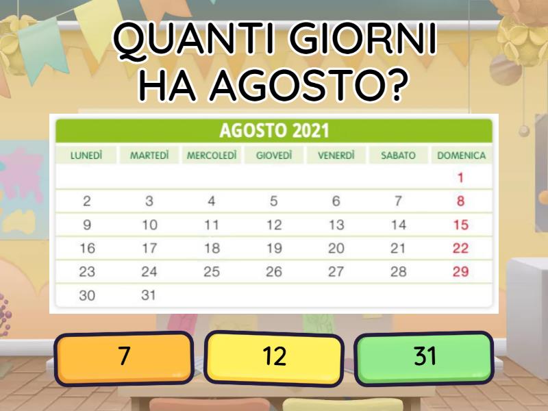 CALENDARIO -ALE - Quiz