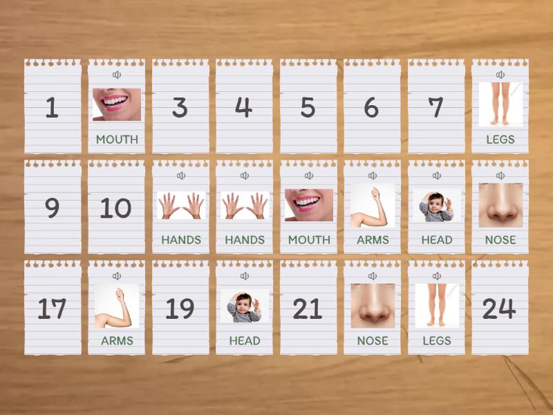 Body Parts Memory Game - Matching pairs