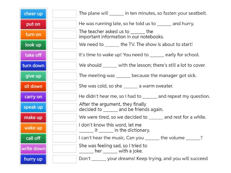 Phrasal Verbs - Match up