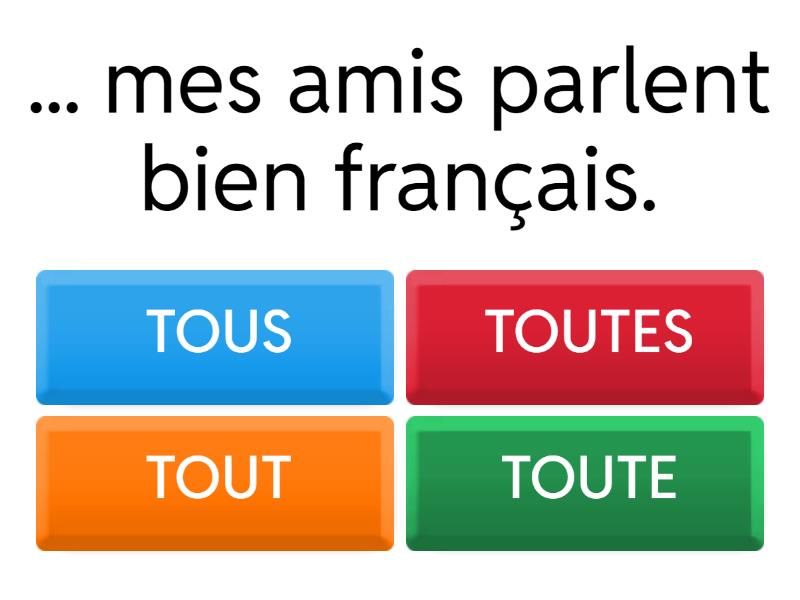 TOUT, TOUTE, TOUS, TOUTES ? - Quiz