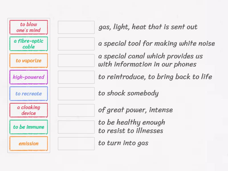 Exercise 1. Match the words with their definitions - Match up
