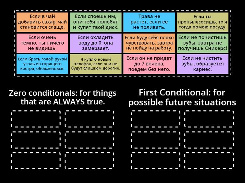 Zero and first conditionals, sort - Group sort