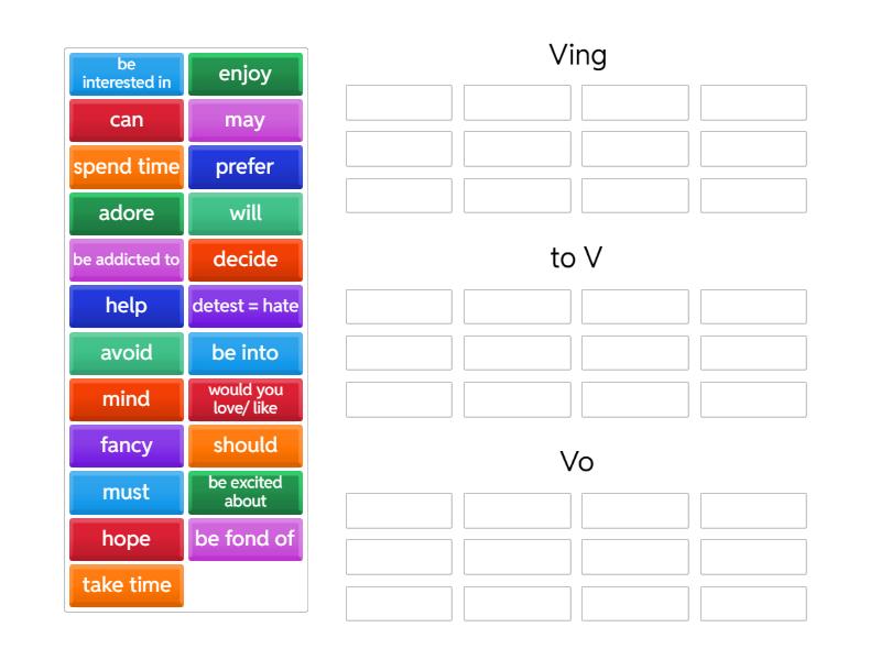 G8 - Ving/ to V/ Vo - Group sort