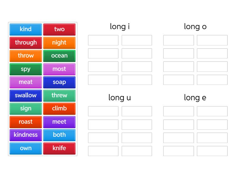 Vowel Sound Sorting - Group sort