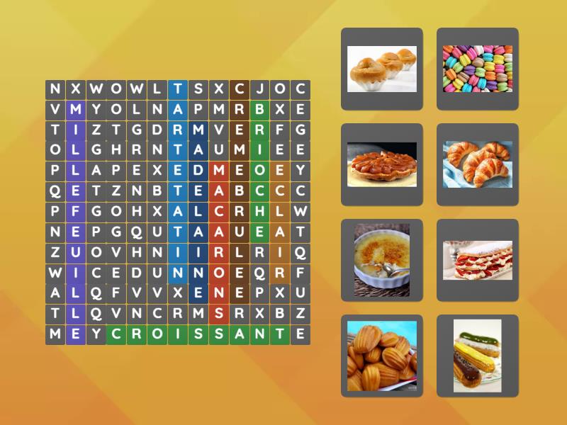 LES DESSERTS FRANCAIS - Wordsearch
