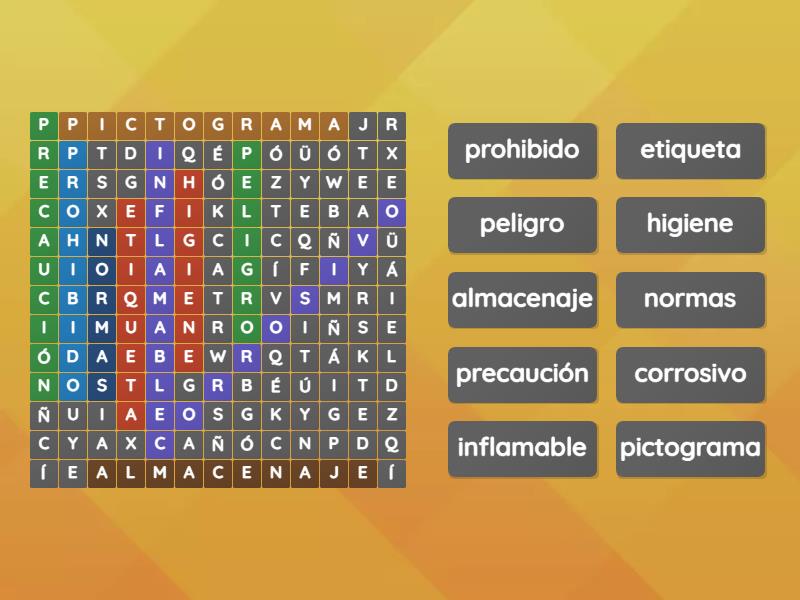 Sopa de Letras palabras relacionadas a las normas de seguridad de ...