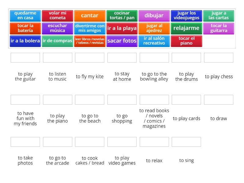 Y10 hobbies - Spanish - Match up