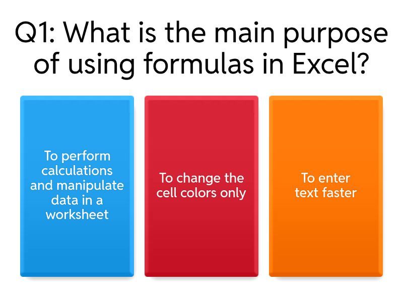 Formulas in Excel - Quiz