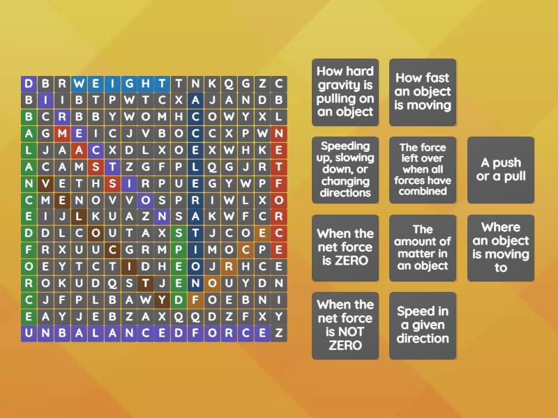 Newton's Laws Word Search - Wordsearch