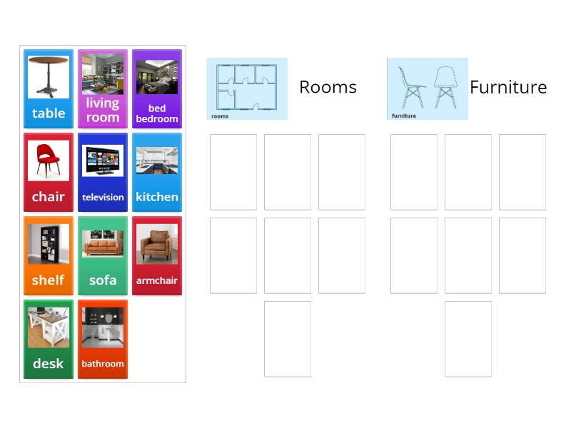 A1 - U6A Vocabulary: Rooms and Furniture - Part I - Group sort