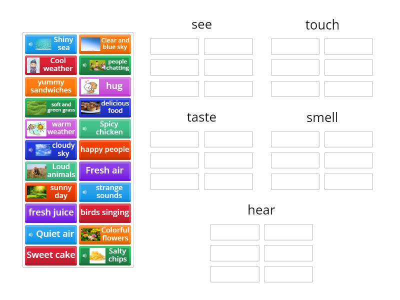 5 Senses Words - Group sort