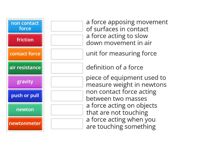 Introduction to forces - Match up