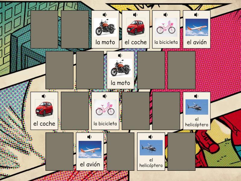 Los Medios de transporte en Español - Matching pairs