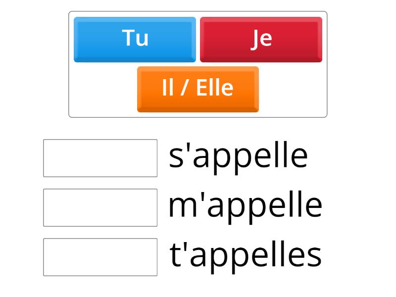 Le verbe S'appeler - Match up