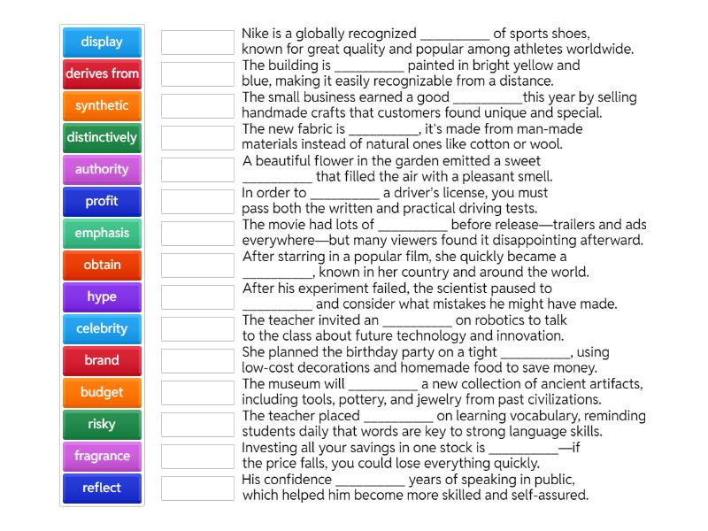 Unit 7B_Vocabulary Challenge 2 - Match up