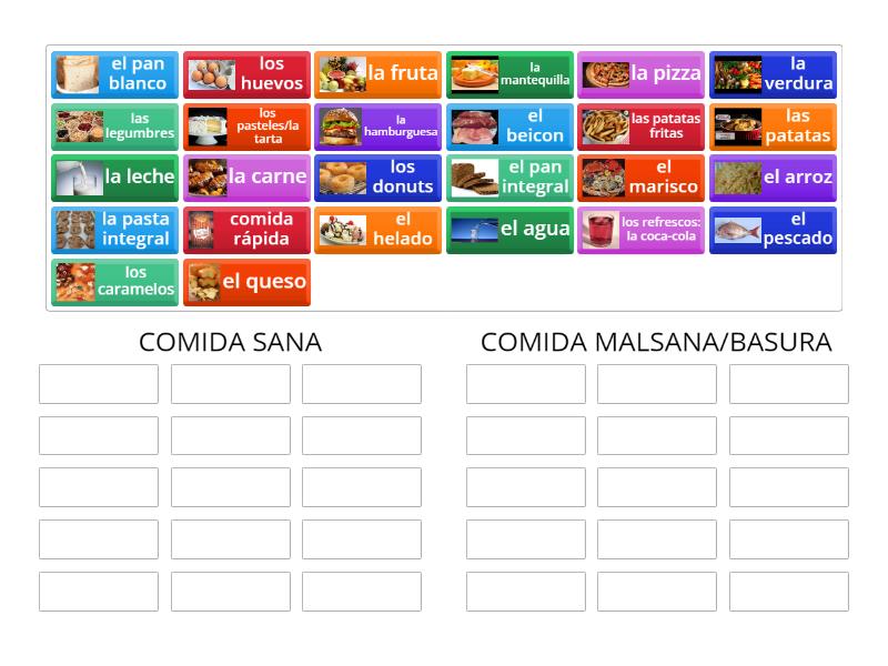 Comida Sana y Comida Malsana - Group sort