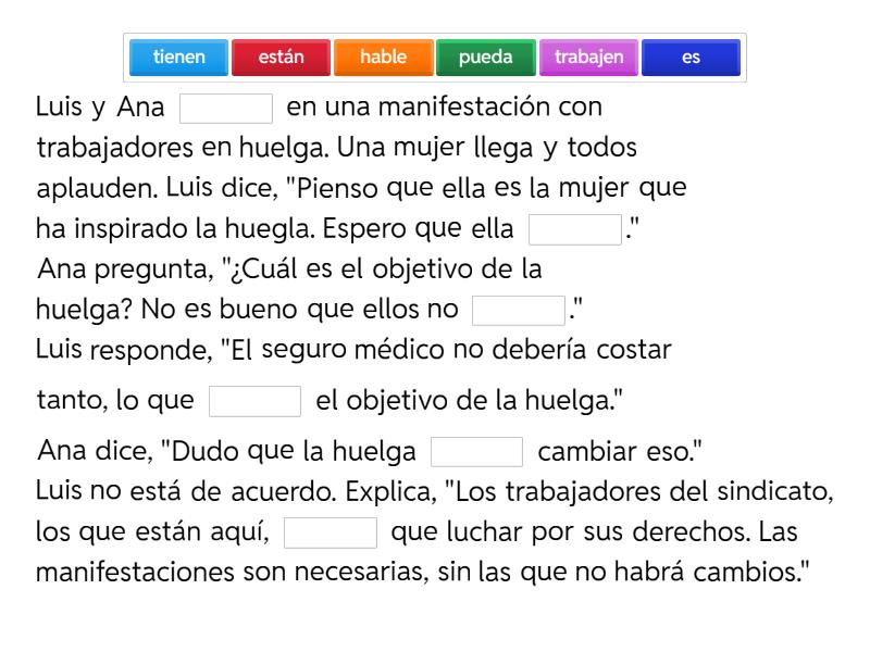 Spanish 4, unit 4: lectura con práctica con los verbos (indicativo ...