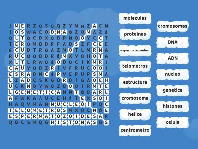 genetica y cromosomas - Sopa de letras