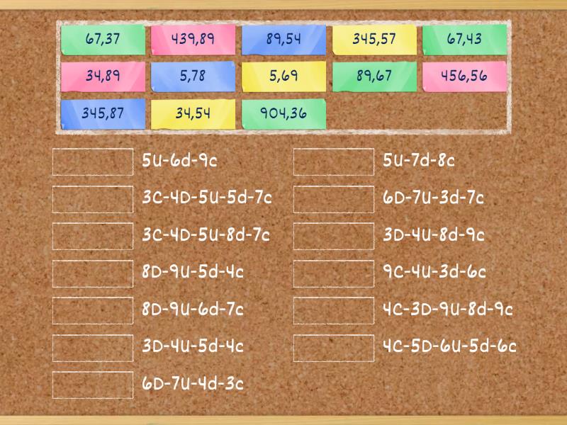 Pásalo a descomposicion de números decimales. - Une las parejas