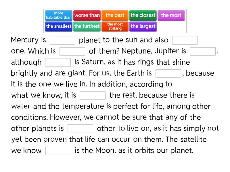 HOW IS OUR SOLAR SYSTEM? - Complete the sentence