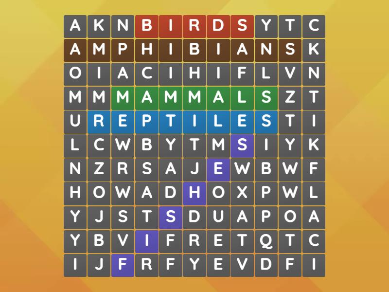 Animal Classification - Wordsearch