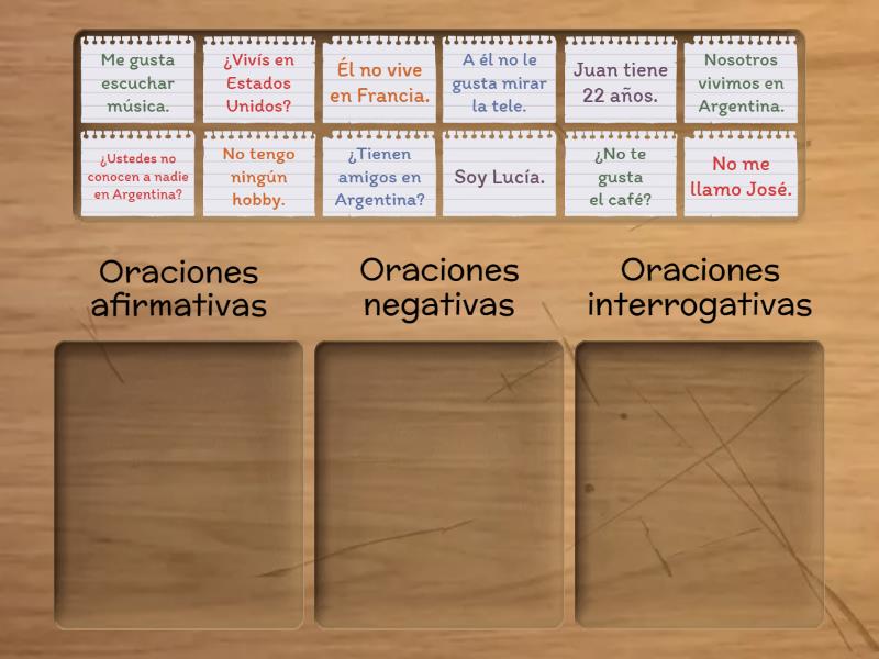 Oraciones afirmativas, interrogativas y negativas - Parte 1 - فرز المجموعات