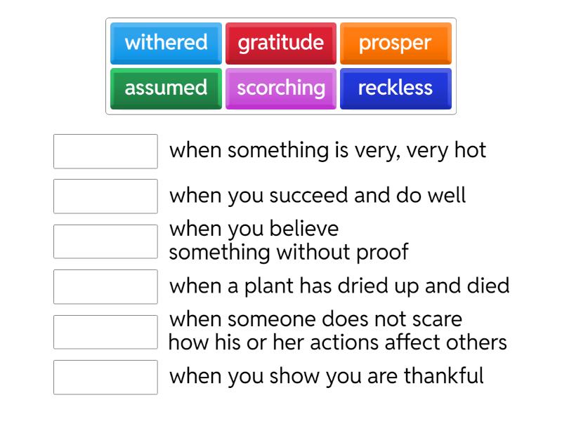 Module 7 - Ten Suns Vocabulary - Match up