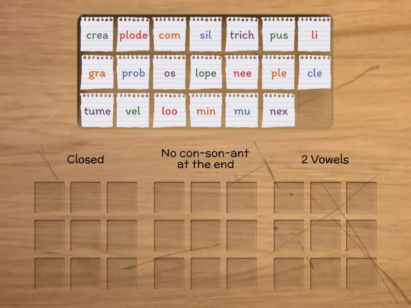 Closed, Open, or 2 Vowels? - Group sort